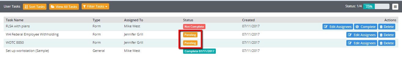 Hire Detail Page in ApplicantStack Onboard