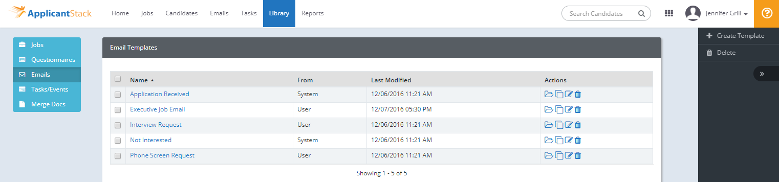 Library - Email Templates