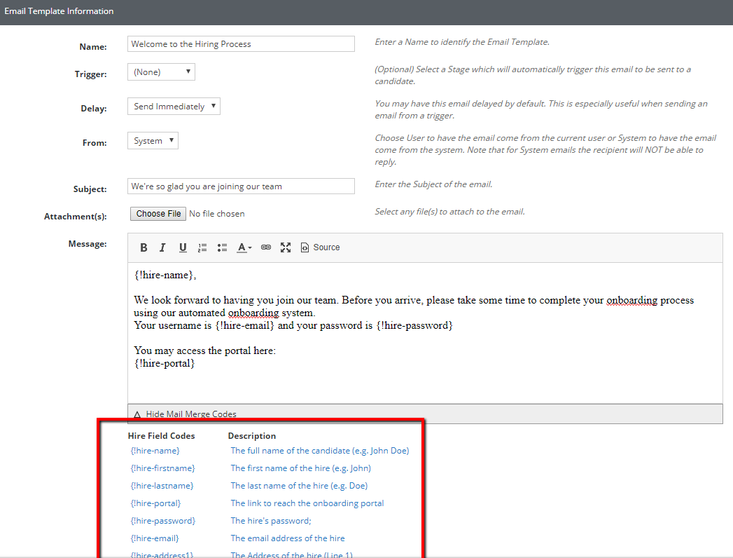 Library Tab in ApplicantStack Onboard