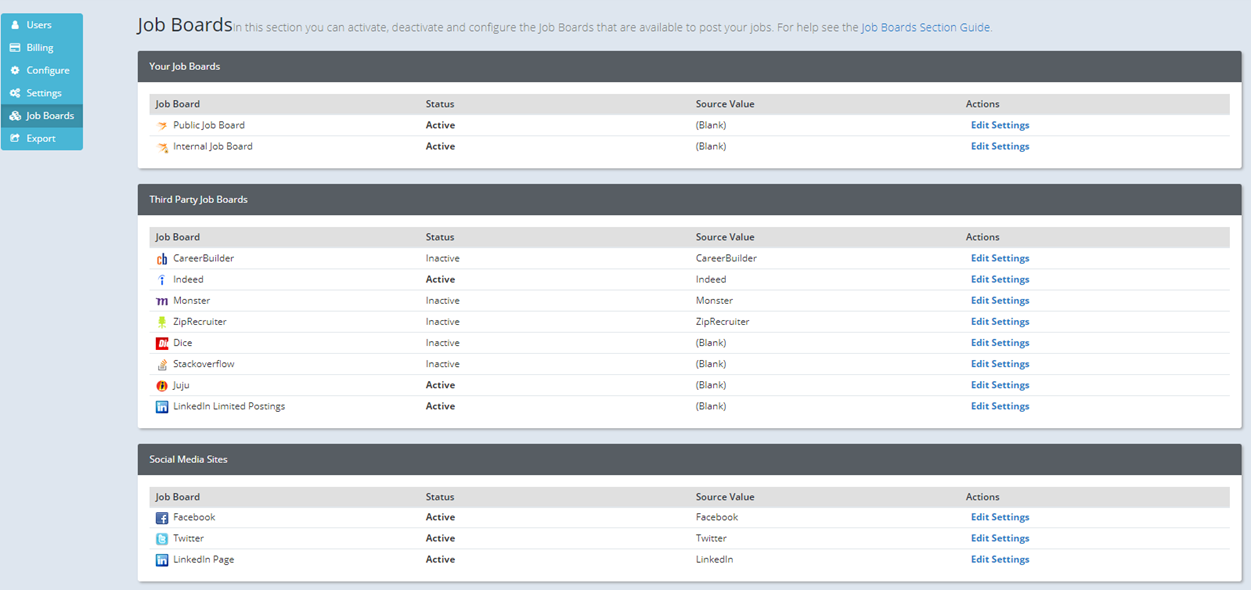 Setup - Job Boards - Public and Internal