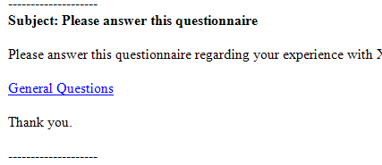 Including a Questionnaire Link in a Message Template