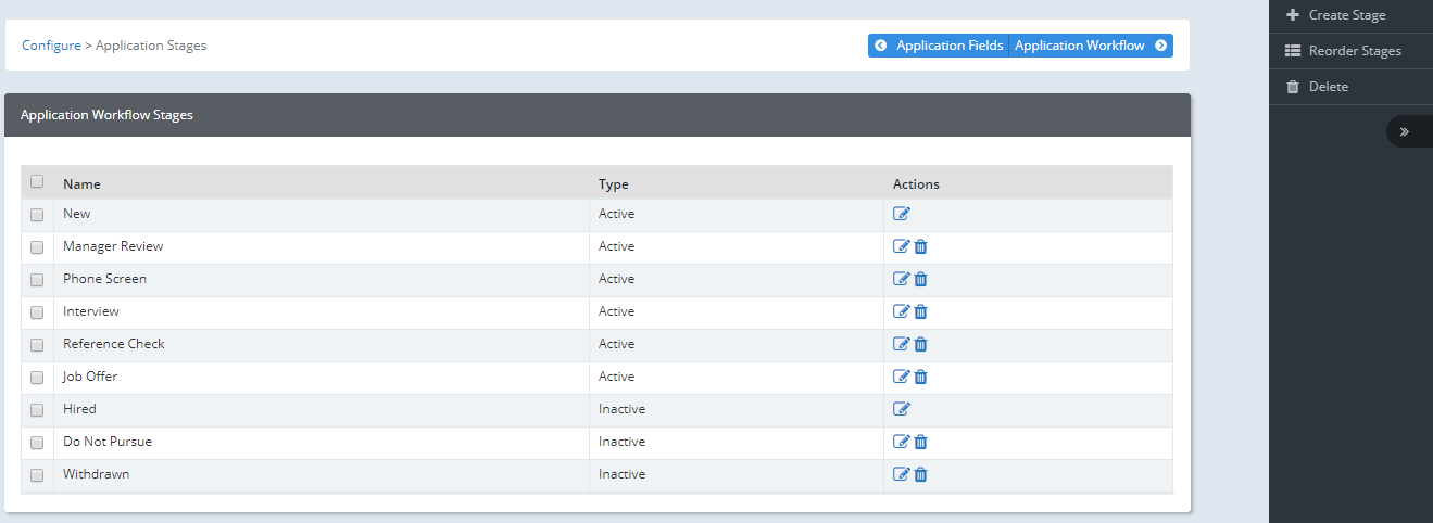 Configure - Application Stages