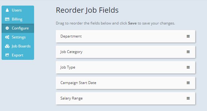 Configure - Job Fields