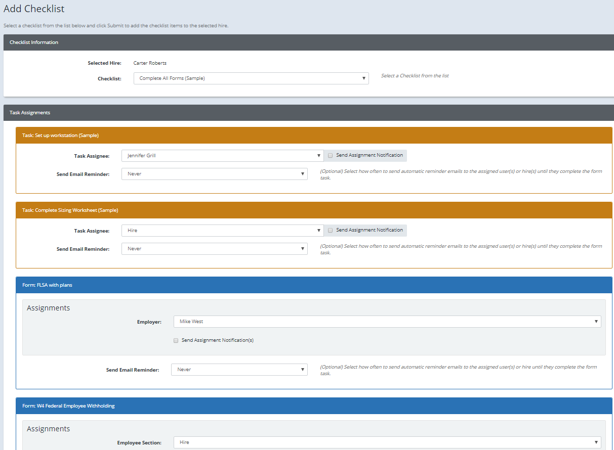 Hire Detail Page in ApplicantStack Onboard