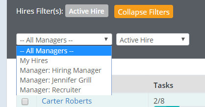 Hires Tab in ApplicantStack Onboard