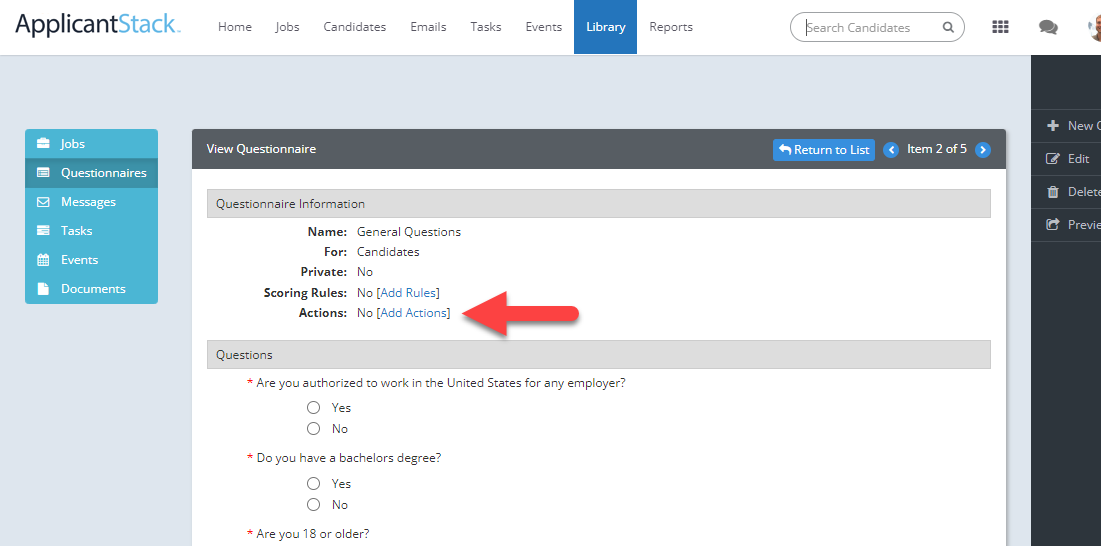 Library - Questionnaires