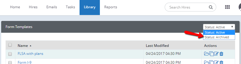 Library Tab in ApplicantStack Onboard
