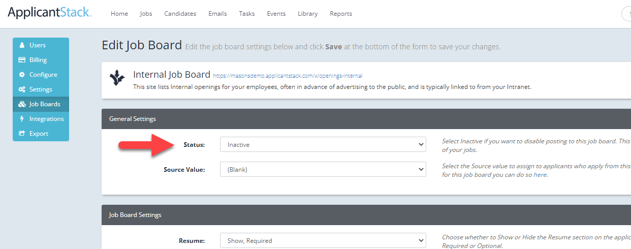Setup - Job Boards - Public and Internal